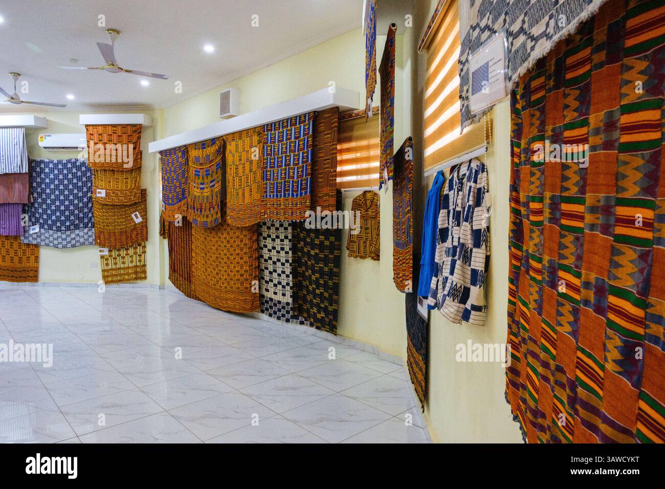 Ghana, Bonwire. Bonwire Kente Museum Interior, with Examples of Old ...