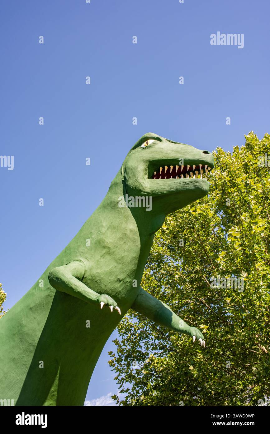 A quirky roadside attraction, a T-Rex dinosaur named Grrrreta, is ...