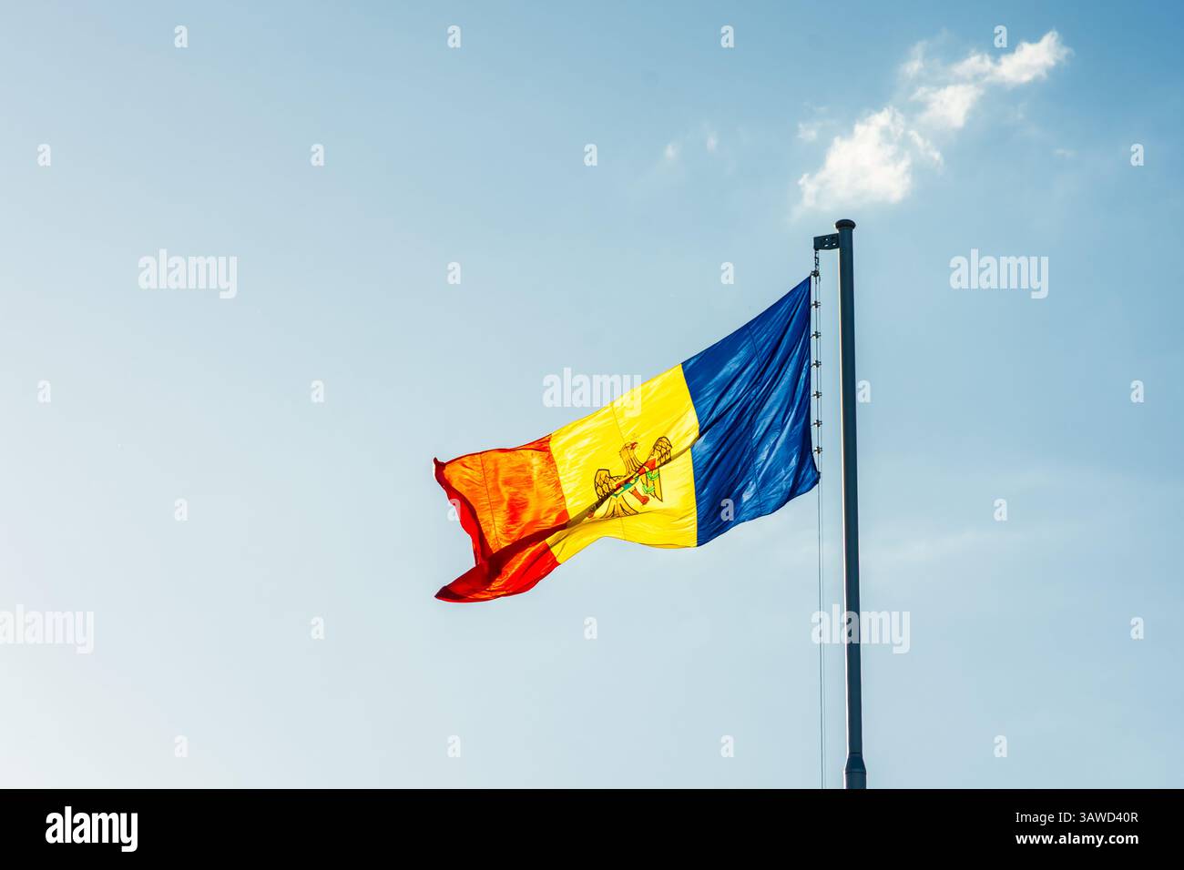 Moldova national flag waving in hi-res stock photography and images - Alamy