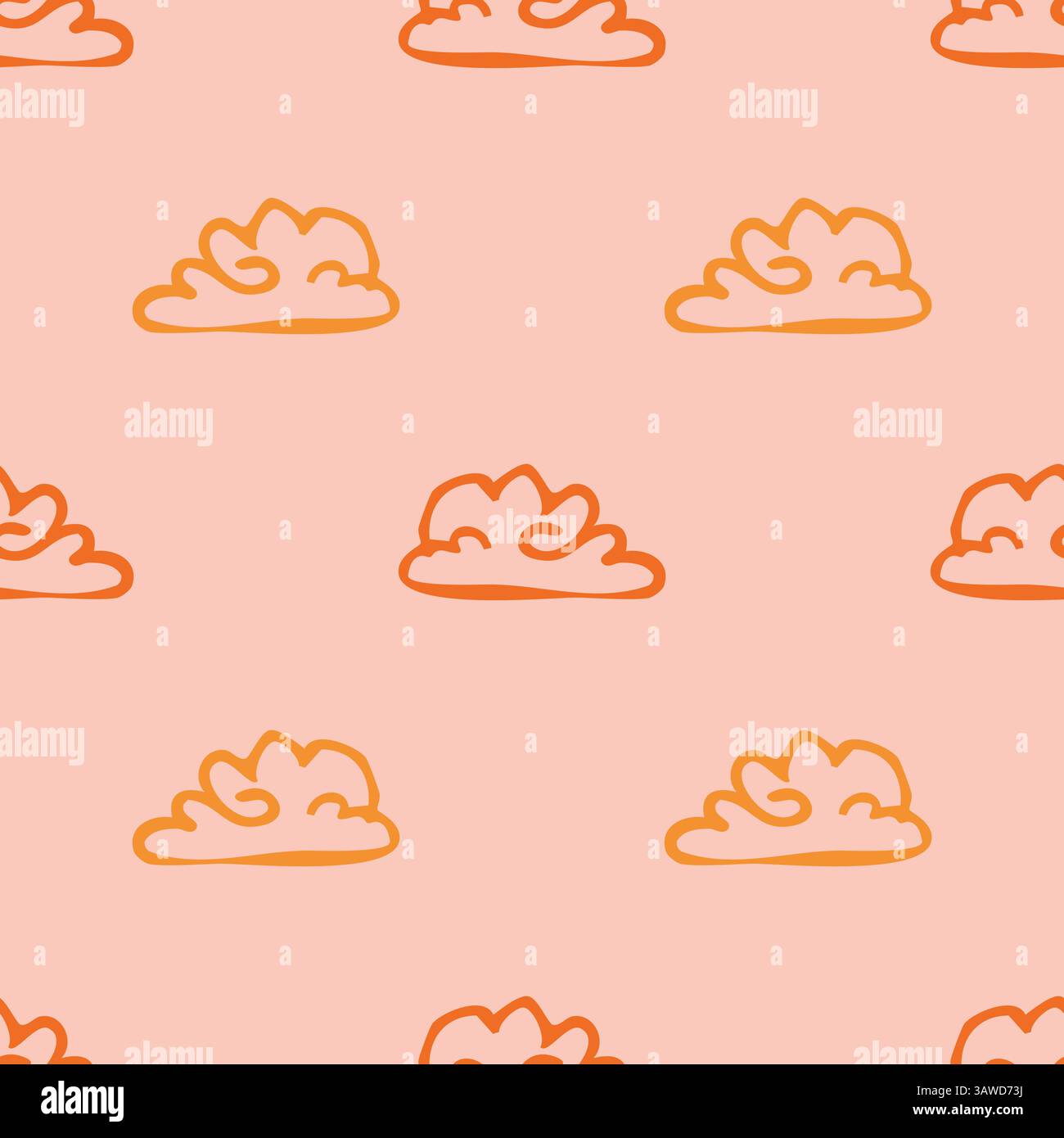 Vibrant fall cloud seamless nursery pattern. Naive illustration of ...