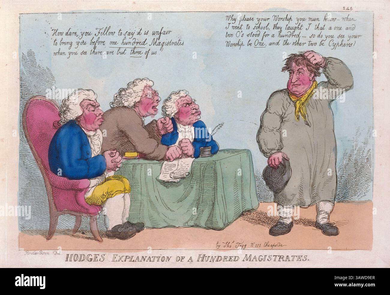 A print coloured engraving of Hodges explanation of a hundred ...
