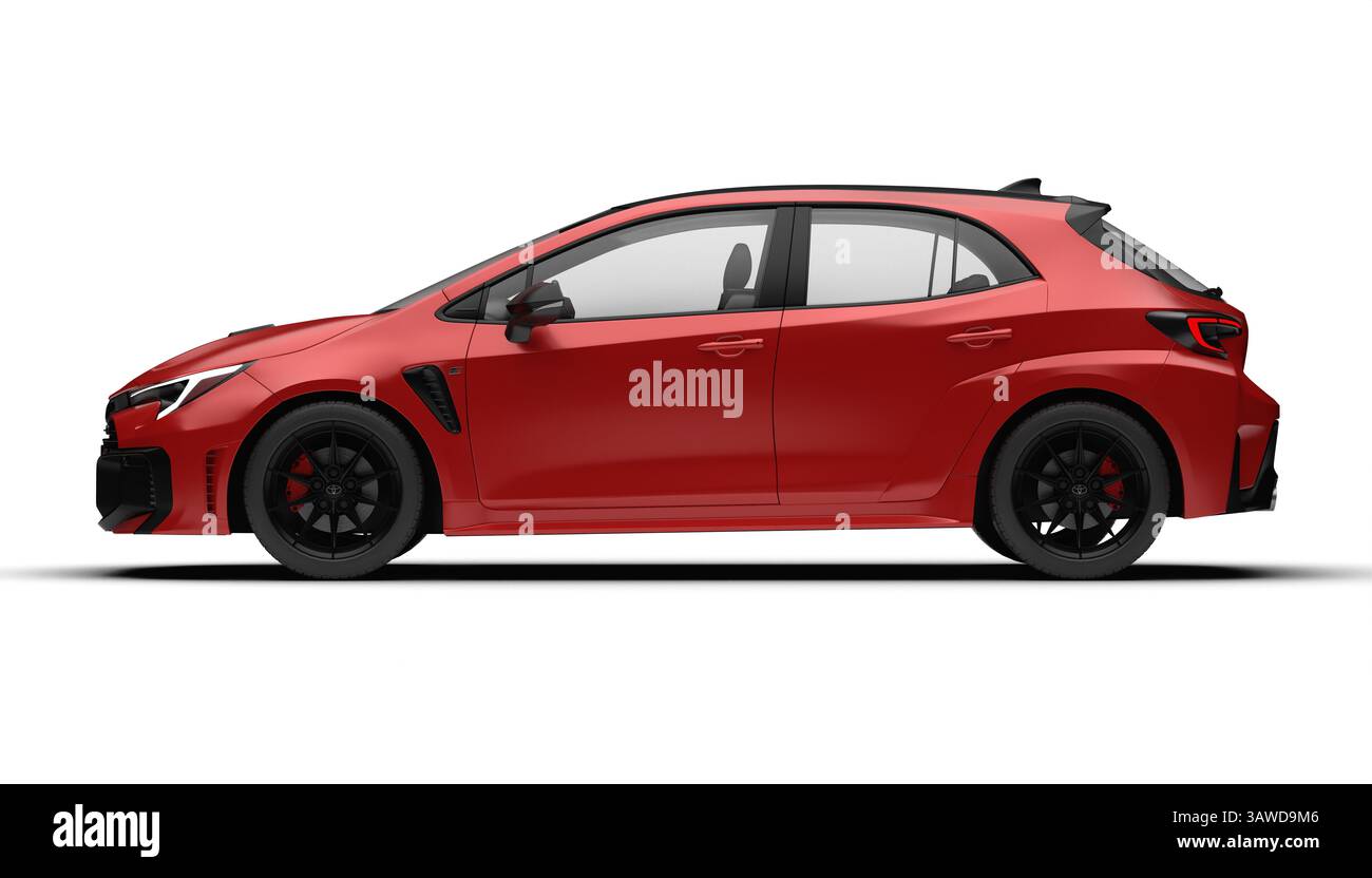 Izmir, Turkey - Apr 18 2025: Full left profile view of red Toyota ...