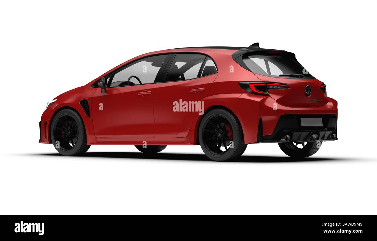 Izmir, Turkey - Apr 18 2025: Rear left side perspective of red Toyota ...