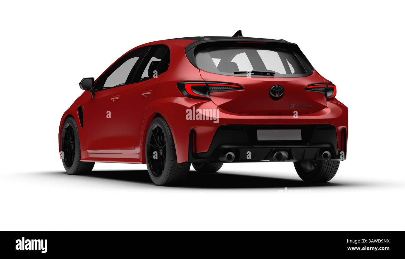 Izmir, Turkey - Apr 18 2025: Rear left side perspective of red Toyota ...