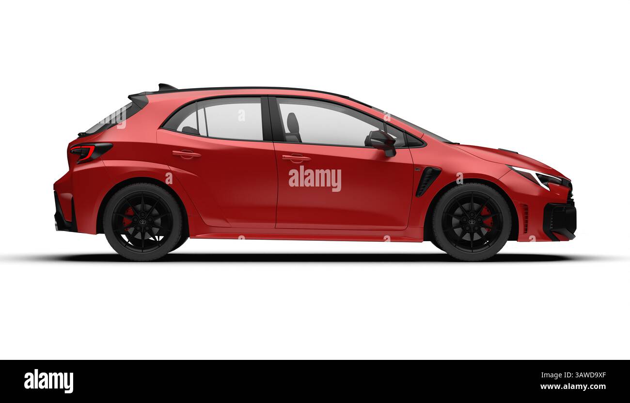 Izmir, Turkey - Apr 18 2025: Full right side view of red Toyota Corolla ...