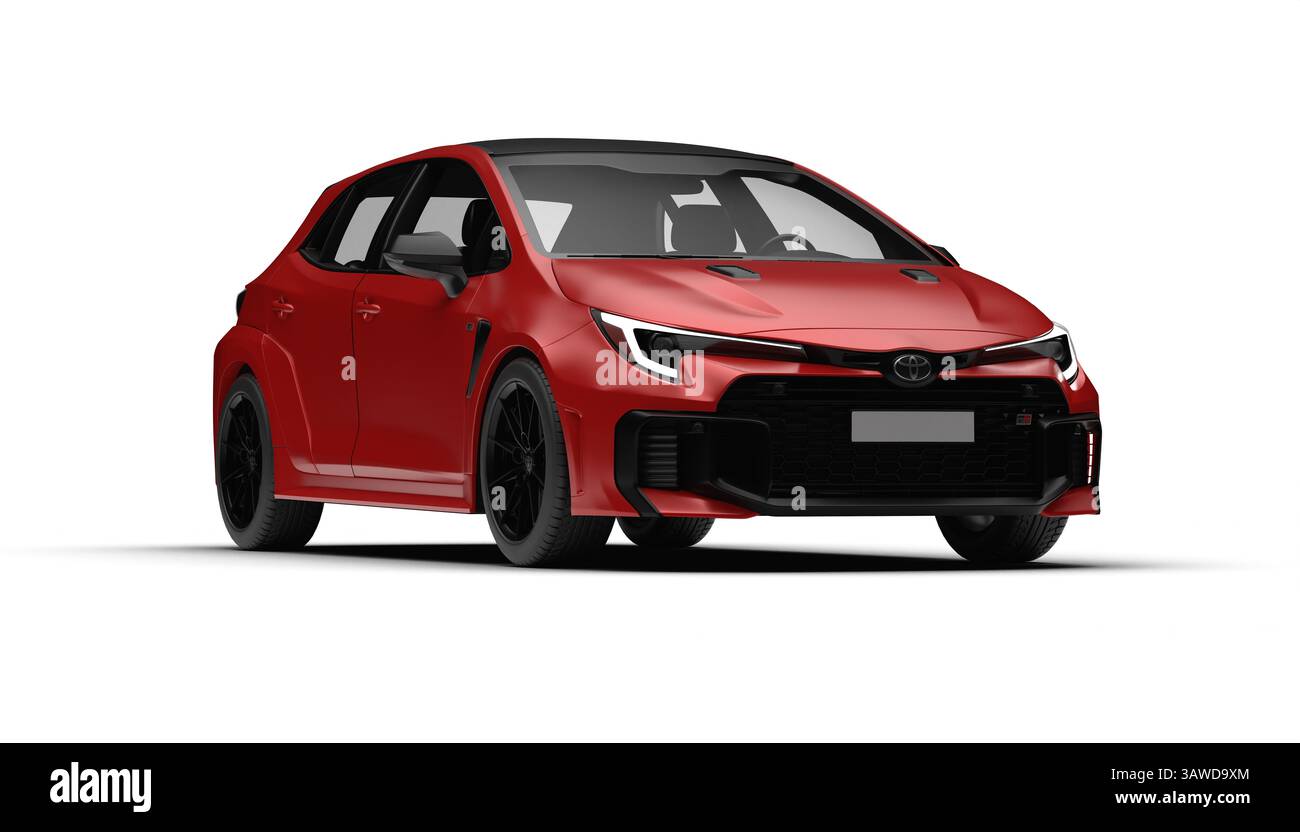 Izmir, Turkey - Apr 18 2025: Front right side view of red Toyota ...