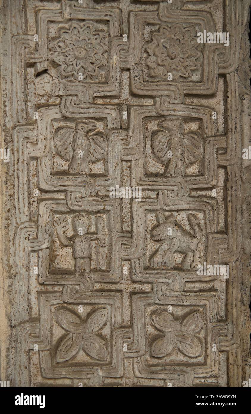 Detail of stone carved masonry on the exterior of the Basilica of Sant ...