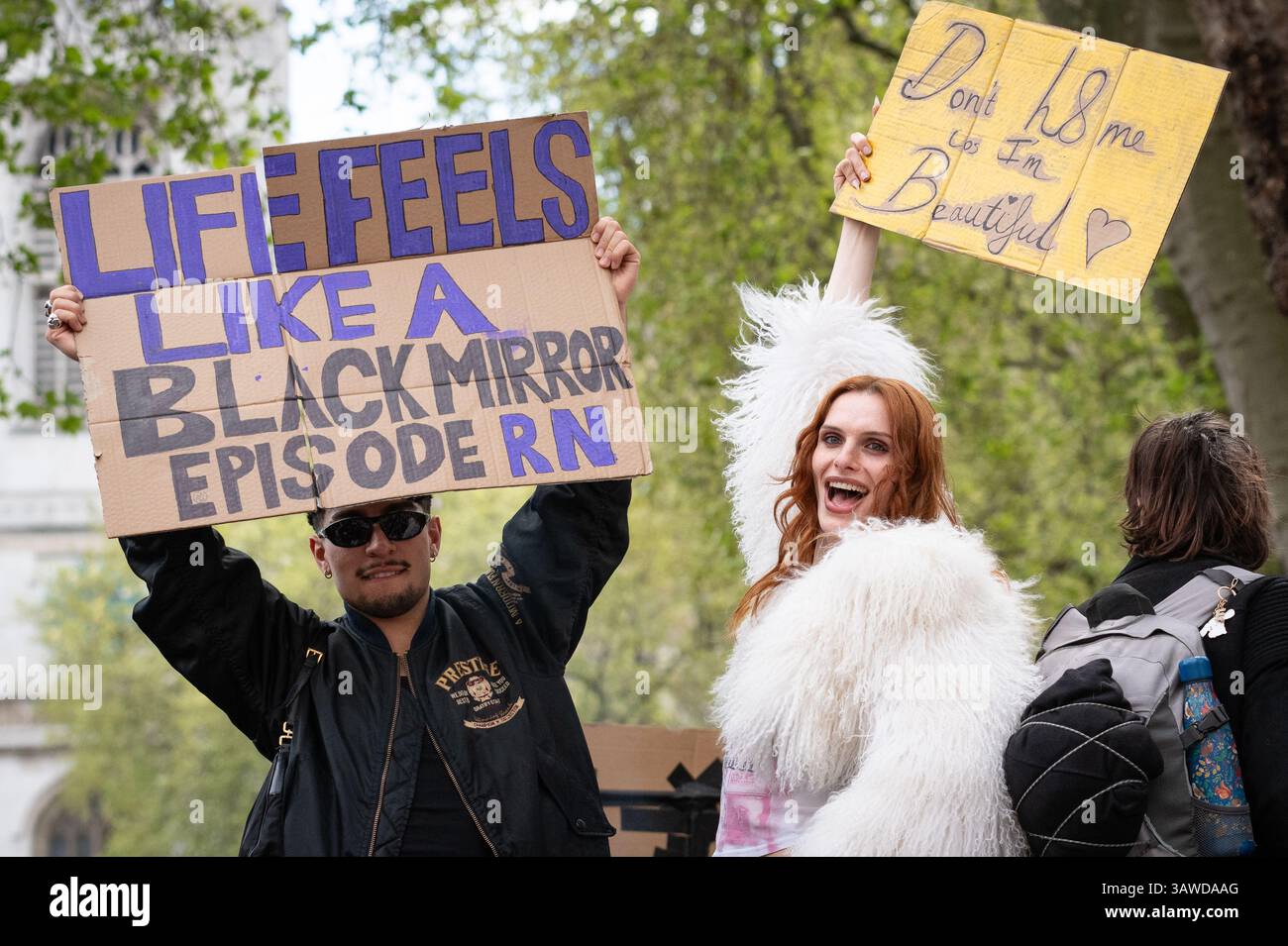 London, UK. 19 April, 2025. Thousands of trans people and allies rally ...