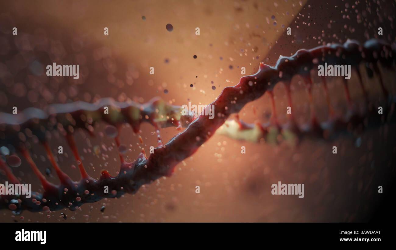 High-definition 3D DNA model, showcasing genetic mutation concepts and advanced biological ...