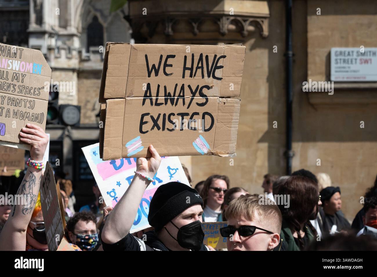 London, UK. 19 April, 2025. Thousands of trans people and allies rally ...