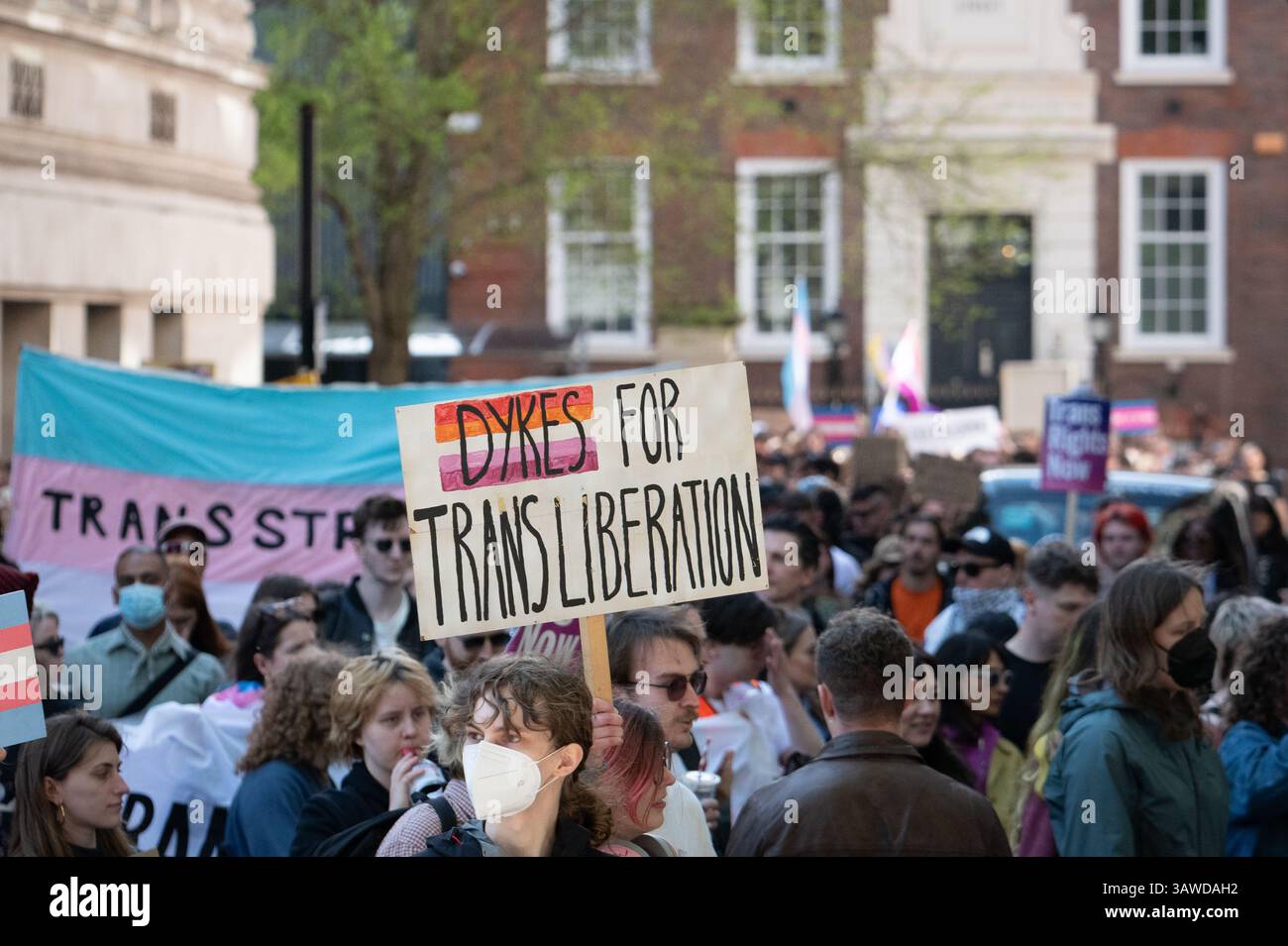 London, UK. 19 April, 2025. Thousands of trans people and allies rally ...
