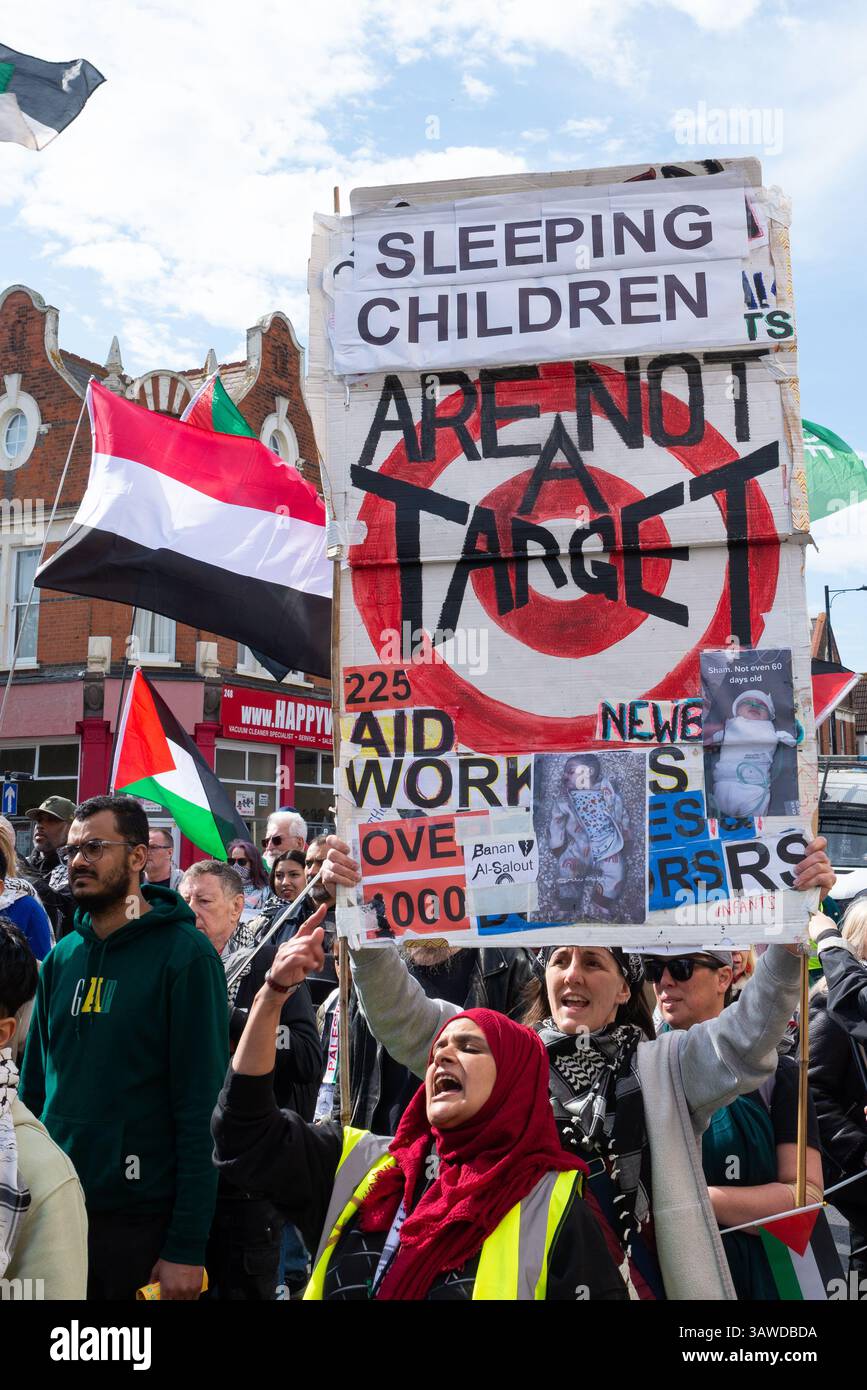 Pro Palestine protest march in Westcliff on Sea, Essex, UK, passing ...