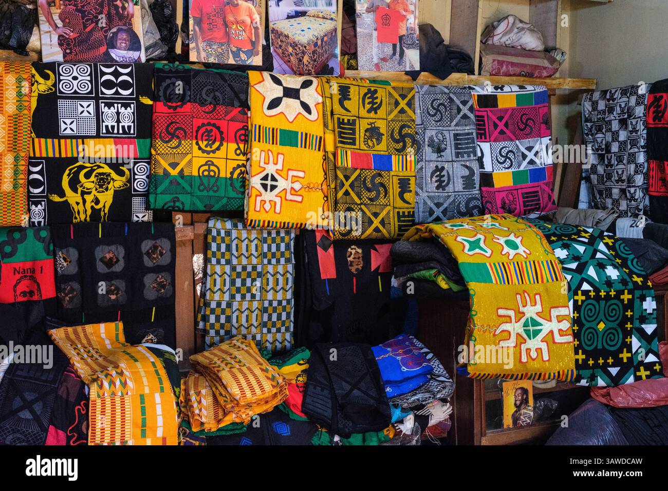 Ghana, Asonomaso. Ntonso Adinkra Village. Adinkra Cloth for Sale Stock ...