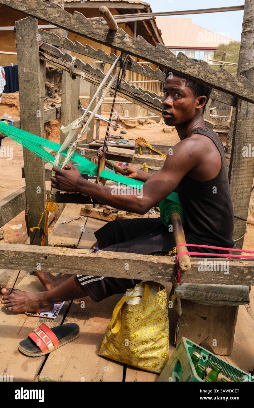 Ghana, Asonomaso. Ntonso Adinkra Village. Ashanti Weaver Working at his ...