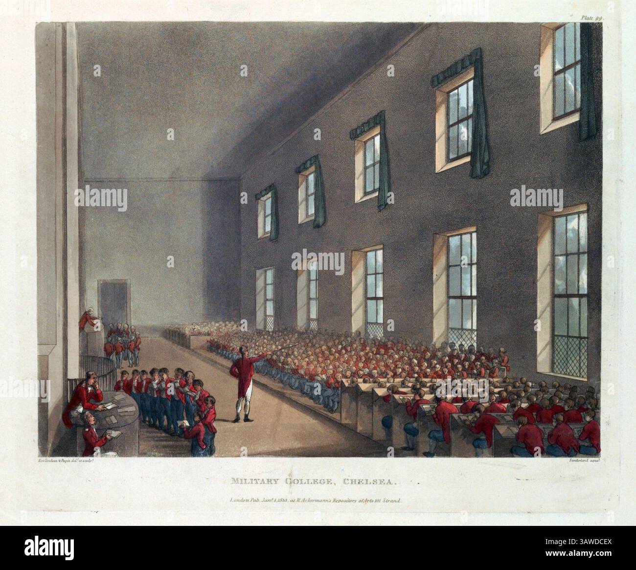General View of the Military College Chelsea hand coloured etching and ...