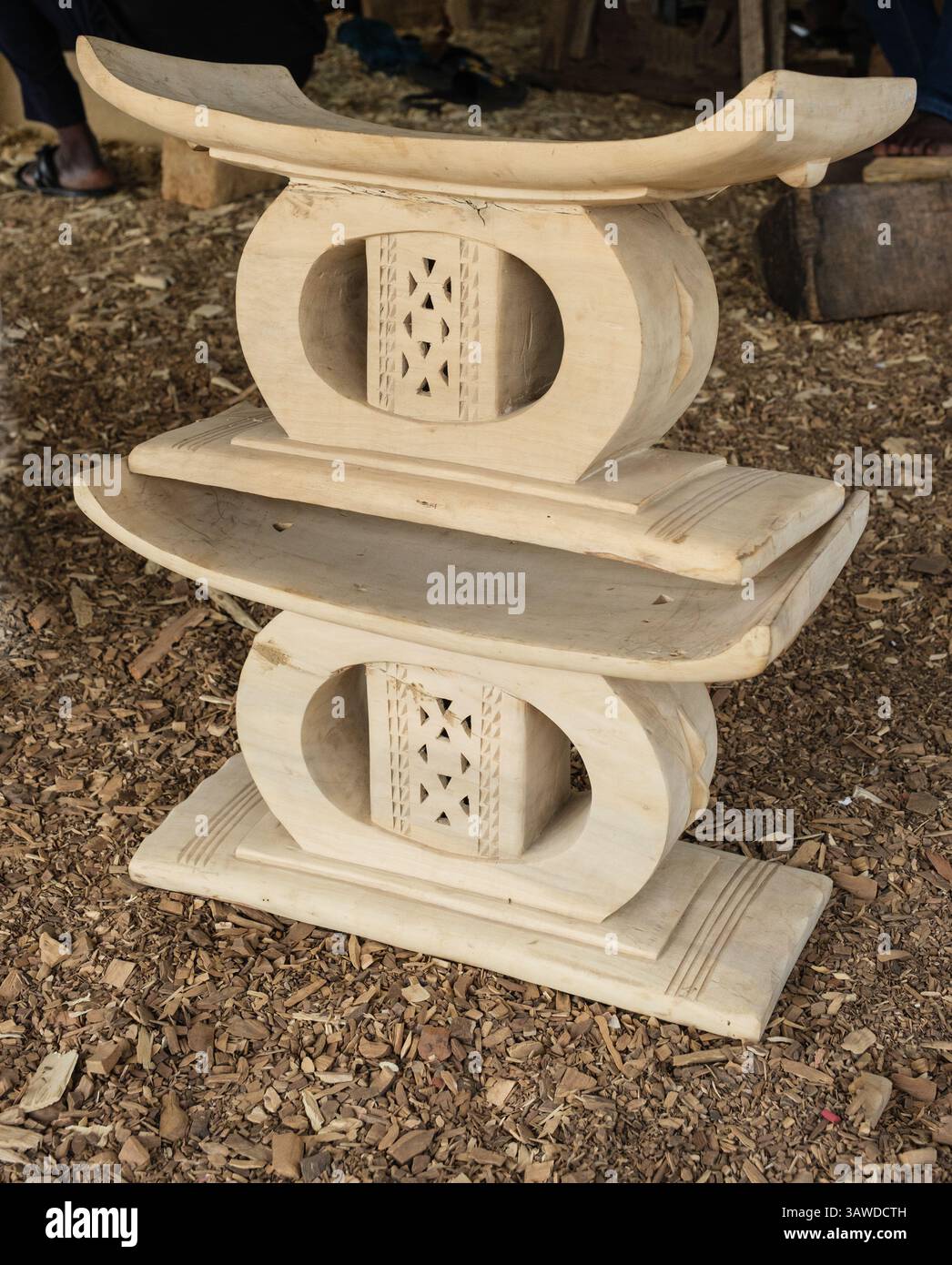 Ghana, near Kumasi. Two Ashanti Stools Stock Photo - Alamy