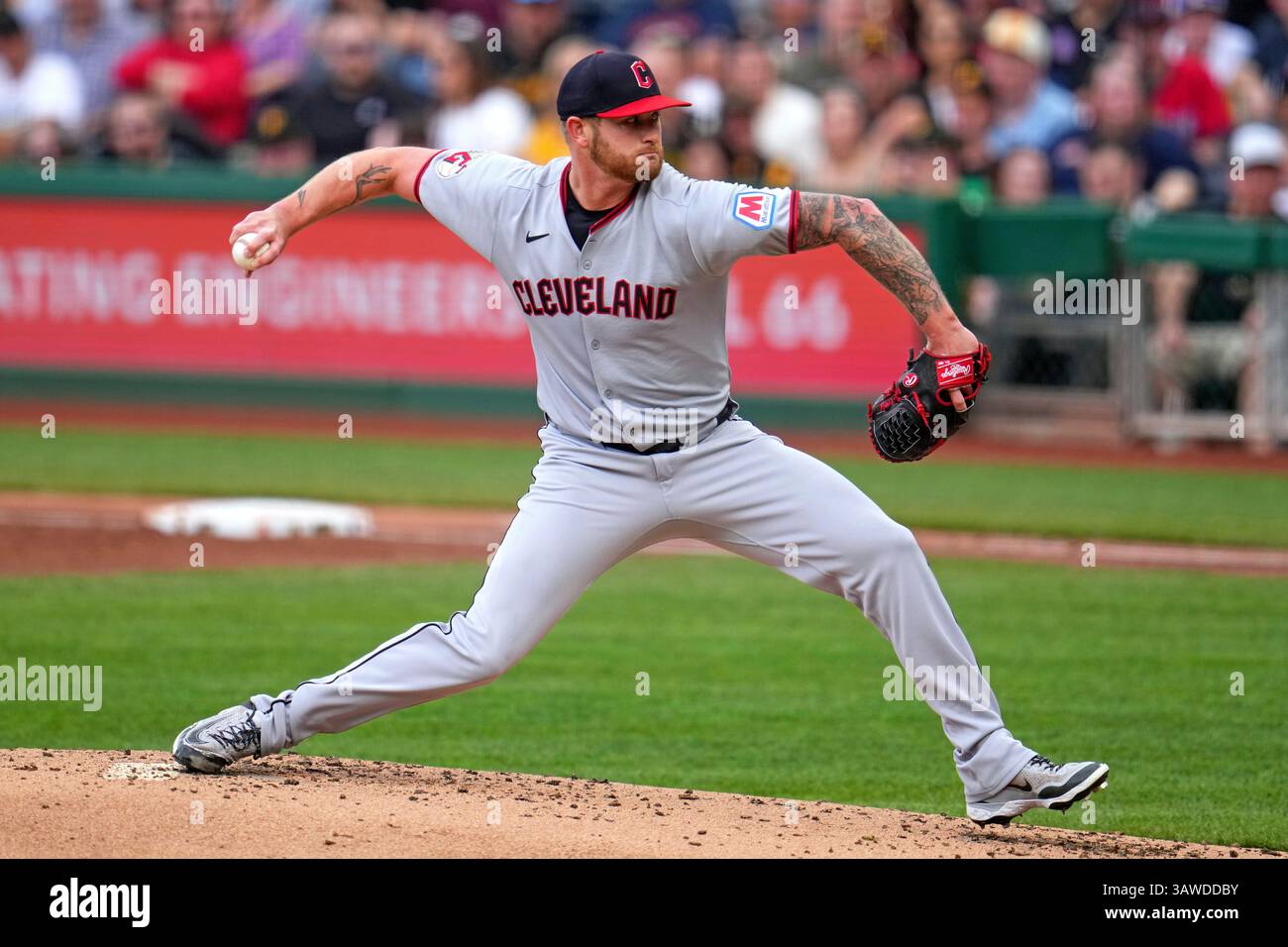 Cleveland Guardians pitcher Ben Lively delivers during the first inning ...