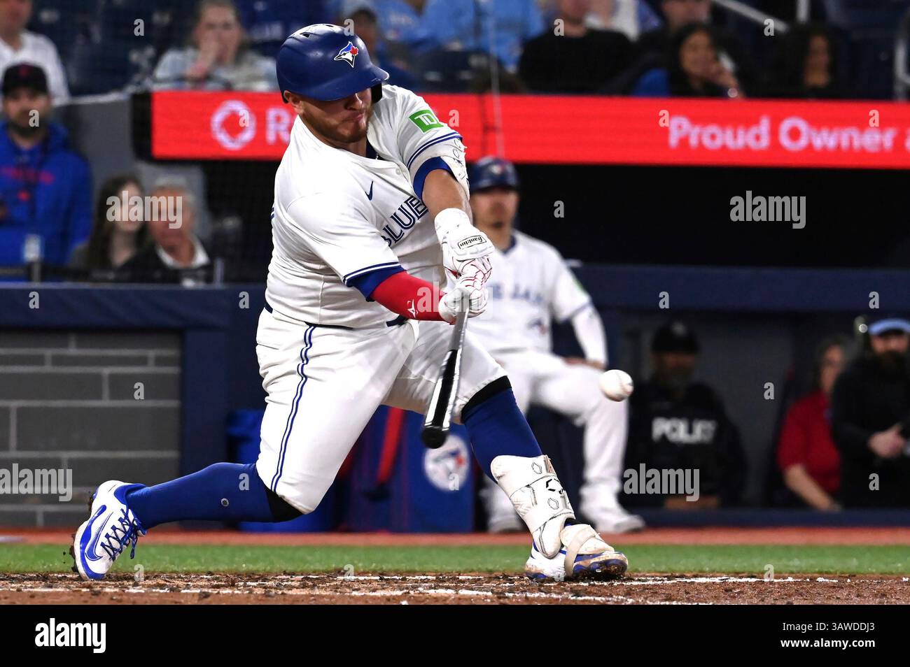 Toronto Blue Jays catcher Alejandro Kirk (30) hits an RBI double ...