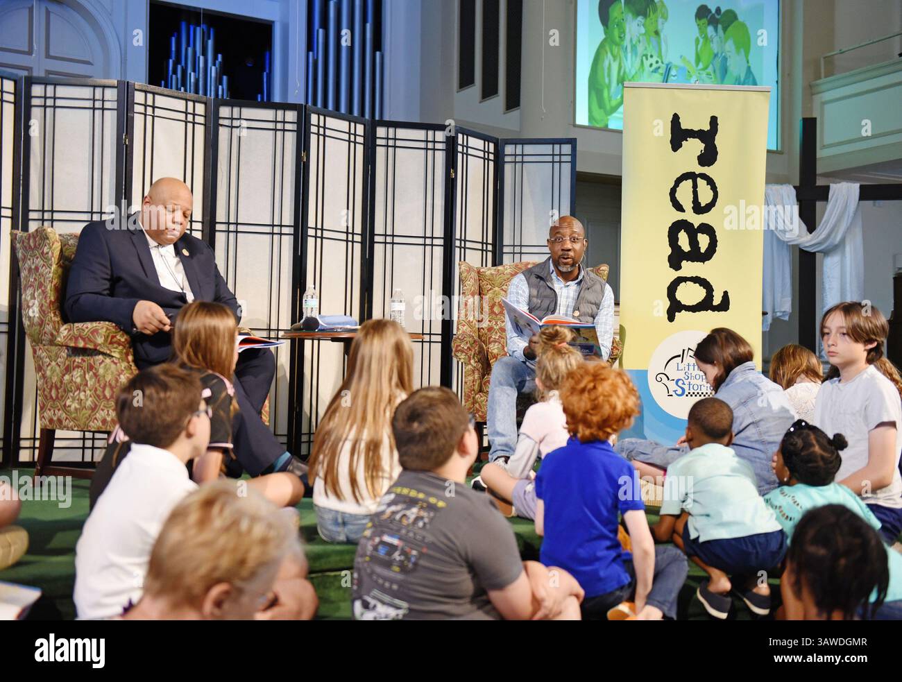 Ga. 19th Apr, 2025. Charles Waters, Senator Raphael Warnock at a public ...