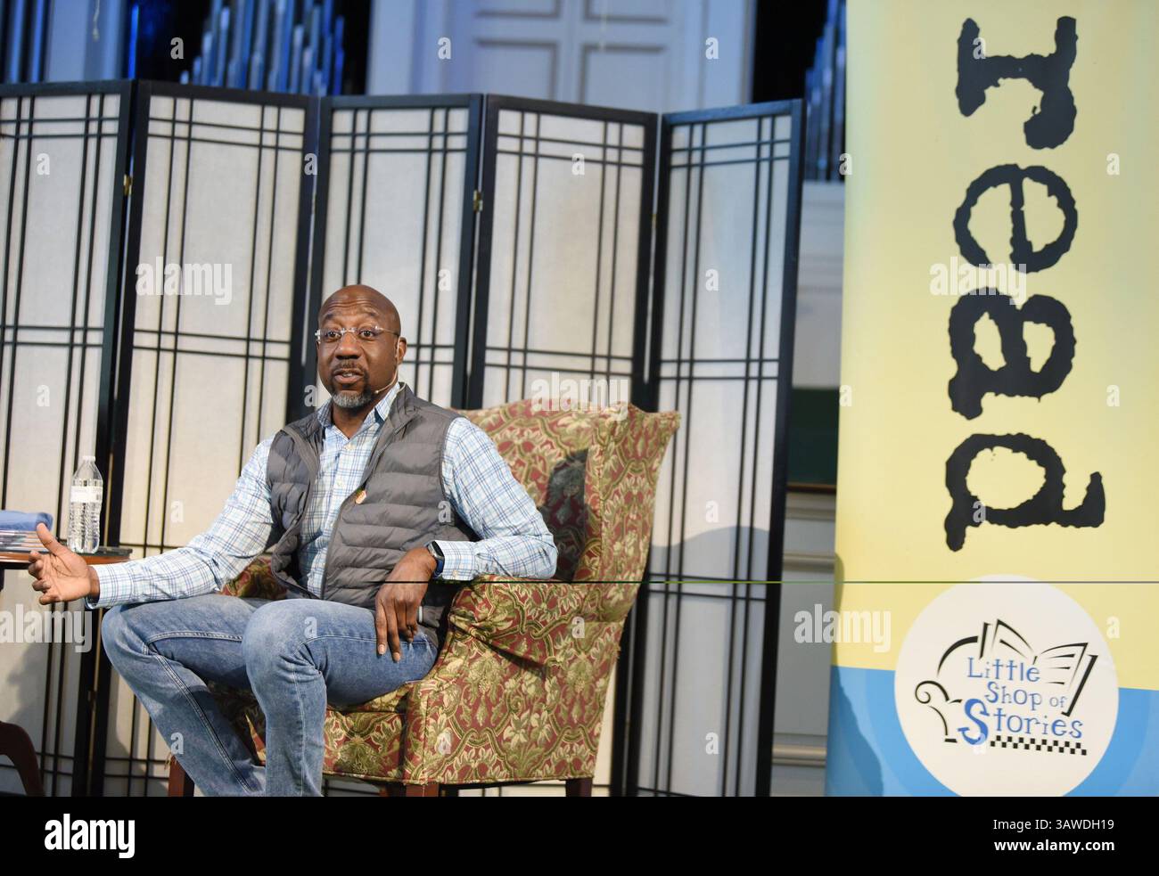 Senator Raphael Warnock at a public appearance for Reverend Senator ...