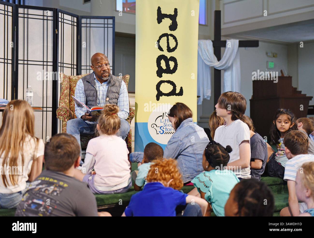 Senator Raphael Warnock at a public appearance for Reverend Senator ...