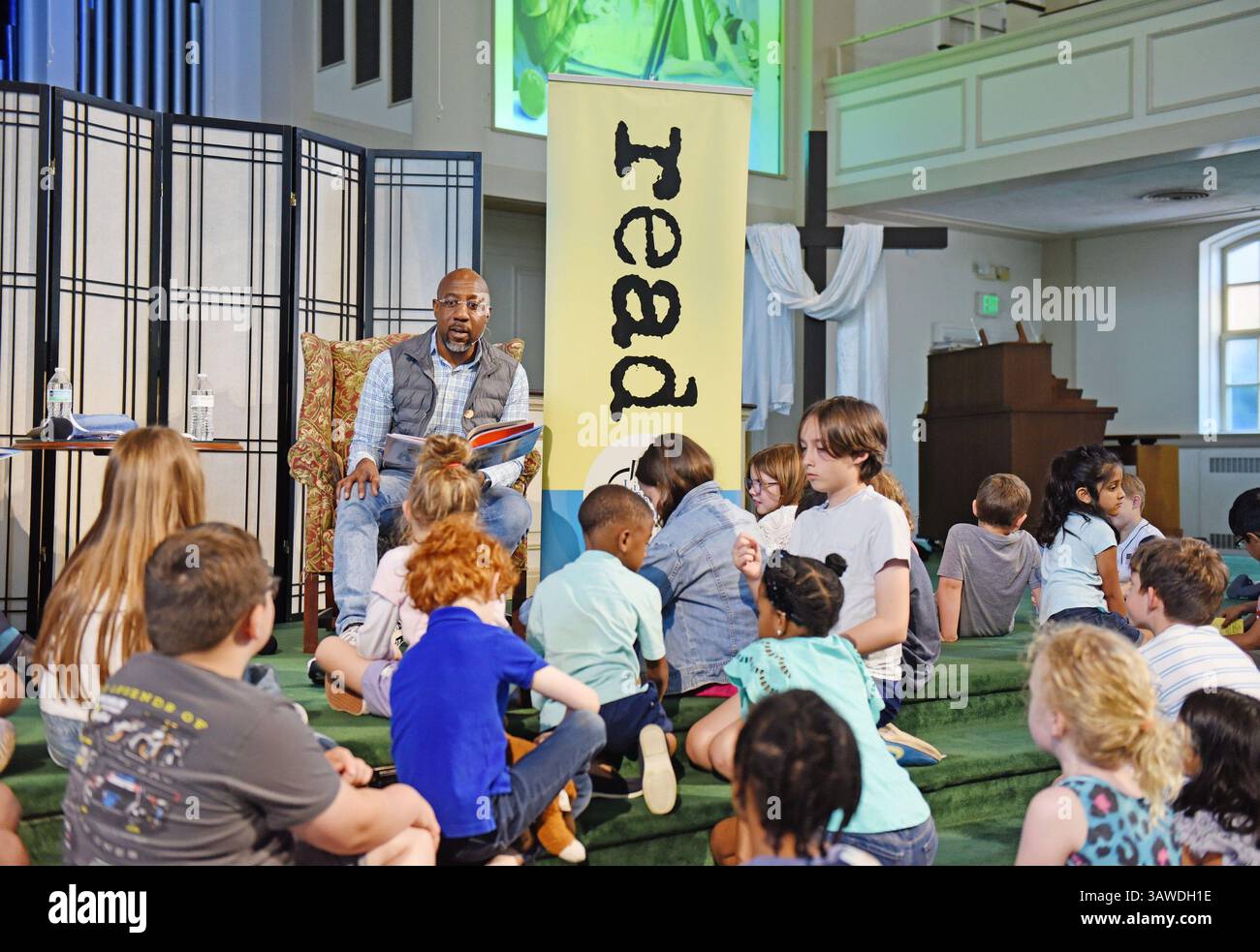 Senator Raphael Warnock at a public appearance for Reverend Senator ...