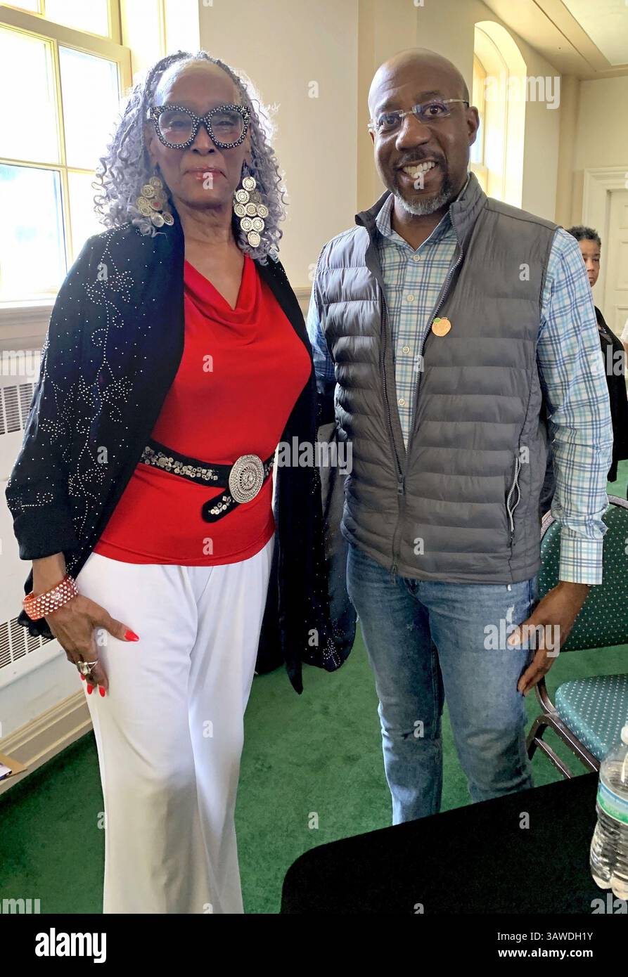 Ga. 19th Apr, 2025. Trina Parks, Senator Raphael Warnock at a public ...