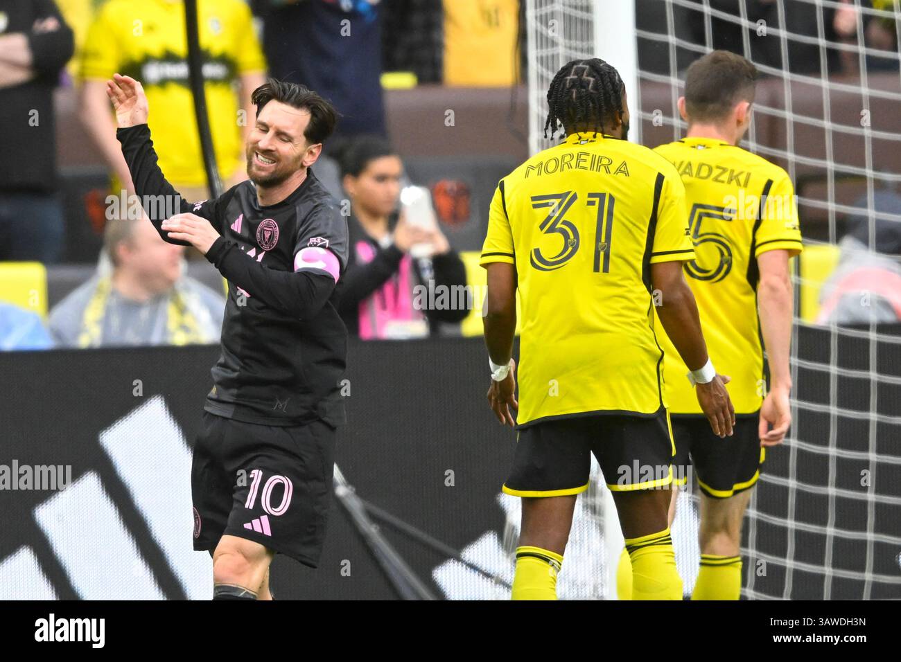 Inter Miami CF forward Lionel Messi (10) reacts after missing a shot ...