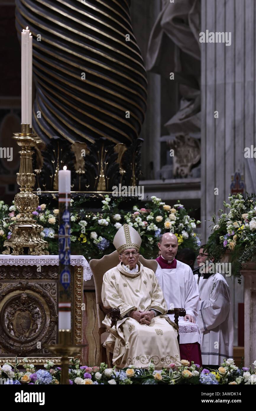 April 19, 2025 - Vatican City. Cardinal GIOVANNI BATTISTA RE celebrates ...