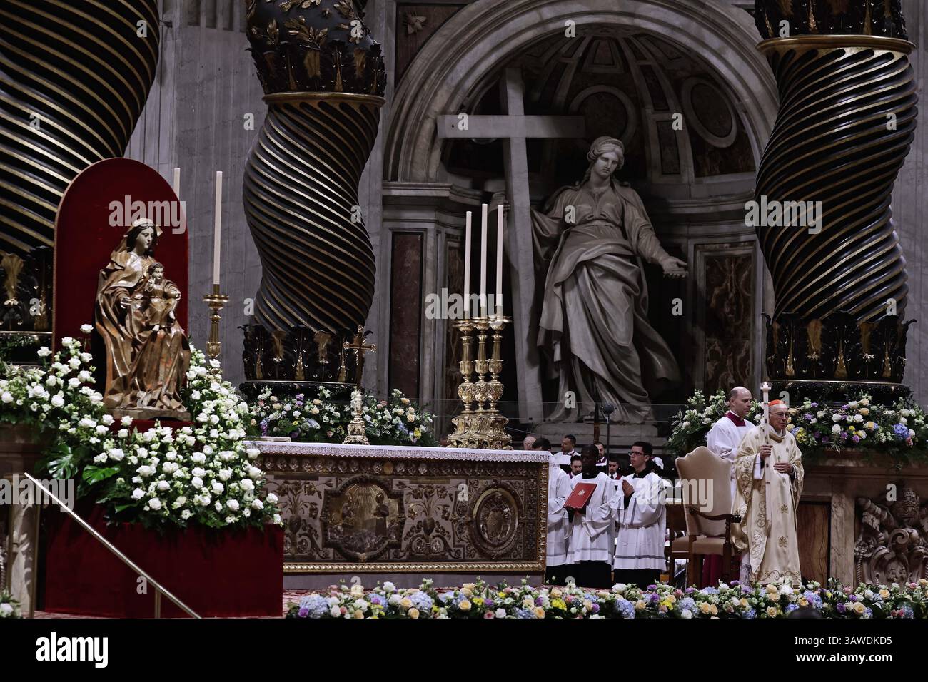 April 19, 2025 - Vatican City. Cardinal GIOVANNI BATTISTA RE celebrates ...