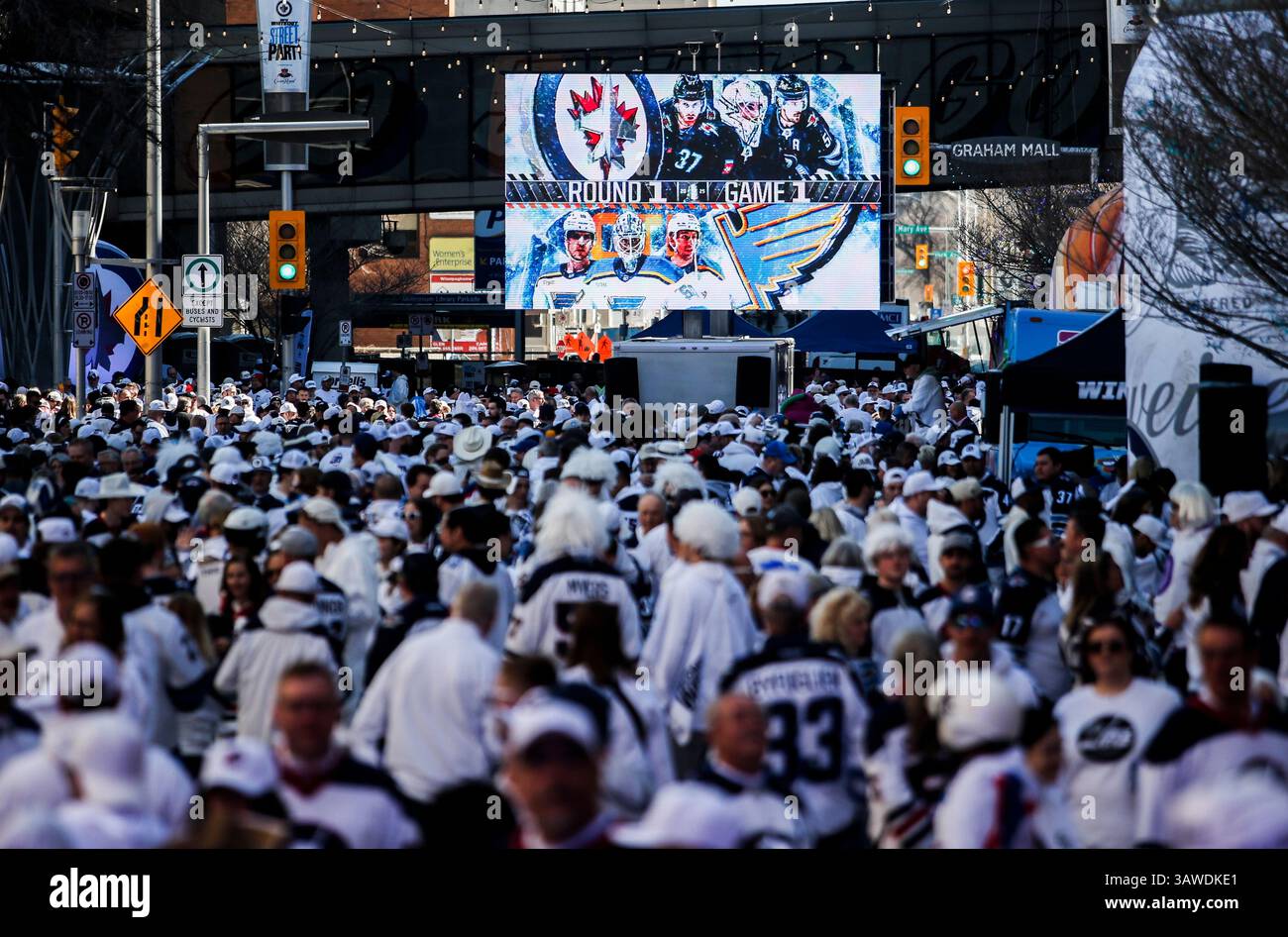 Winnipeg Jets fans gather at the White Out Party before the Winnipeg ...