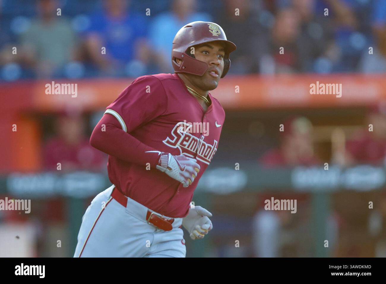Florida State infielder Myles Bailey (12) runs to first base during an ...