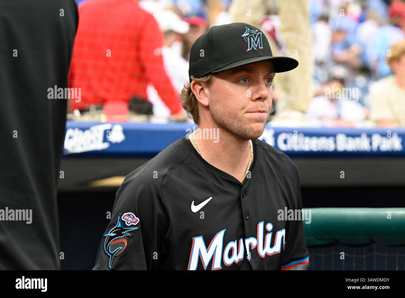PHILADELPHIA, PA - APRIL 19: Miami Marlins pitcher Patrick Monteverde ...