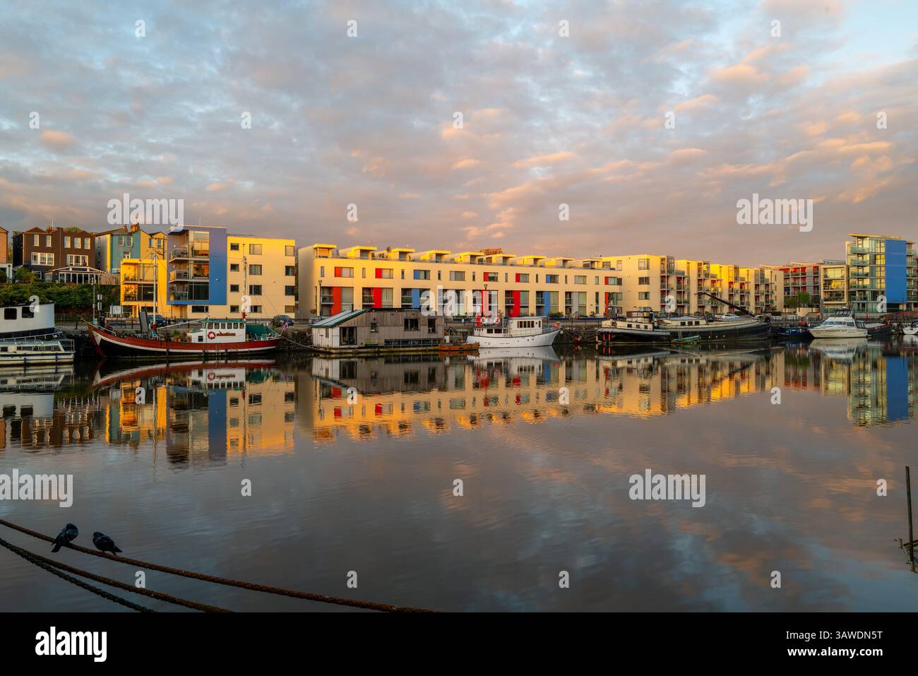 morning reflections at Bristol harbour UK Stock Photo - Alamy