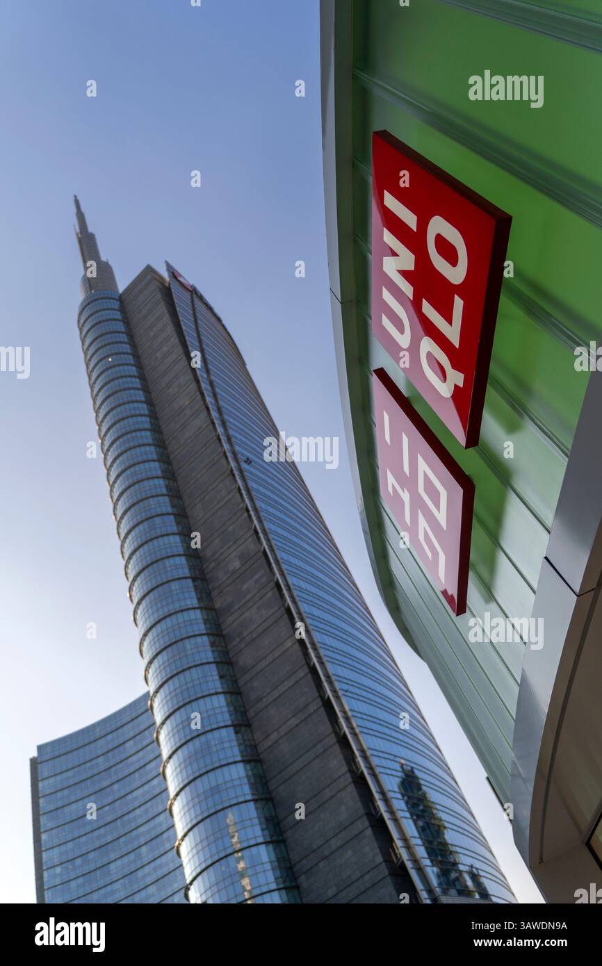 Como, Italy - April 4, 2025: Uniqlo store in Milan with the UniCredit ...