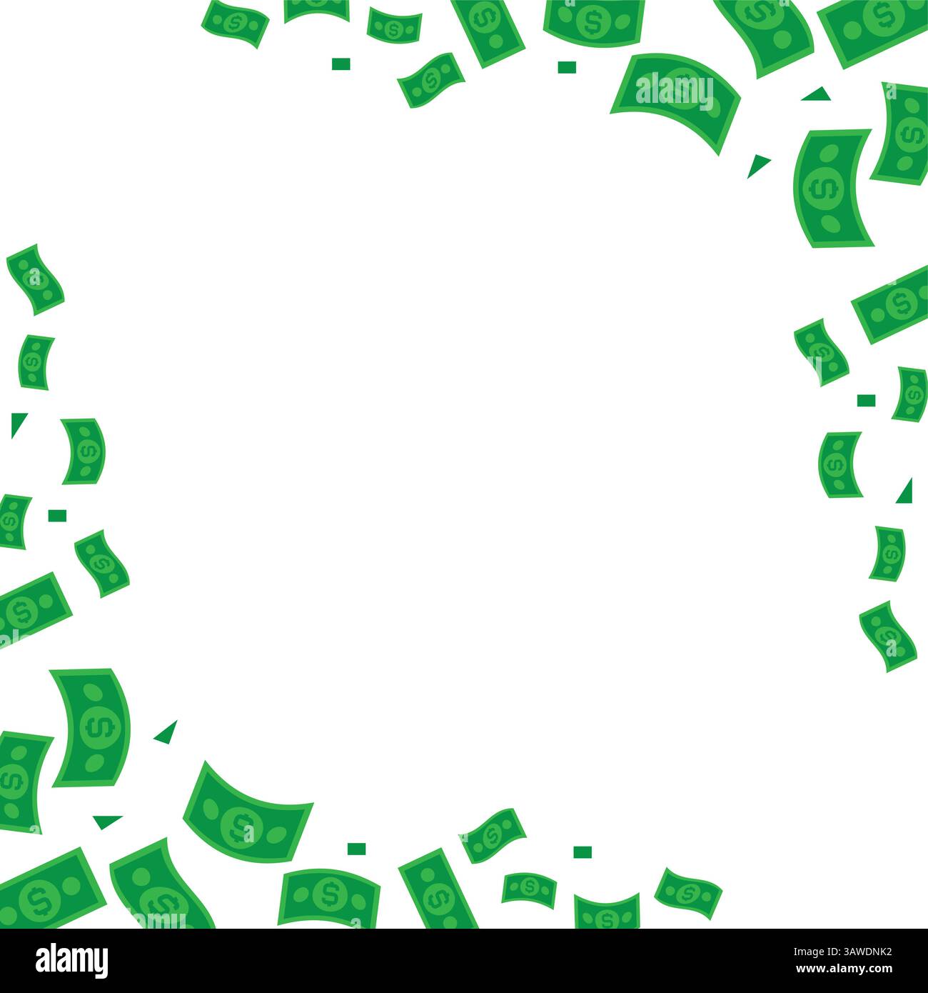 Money Border Scattered Bills Corner Frame Minimal Layout Vector Stock ...
