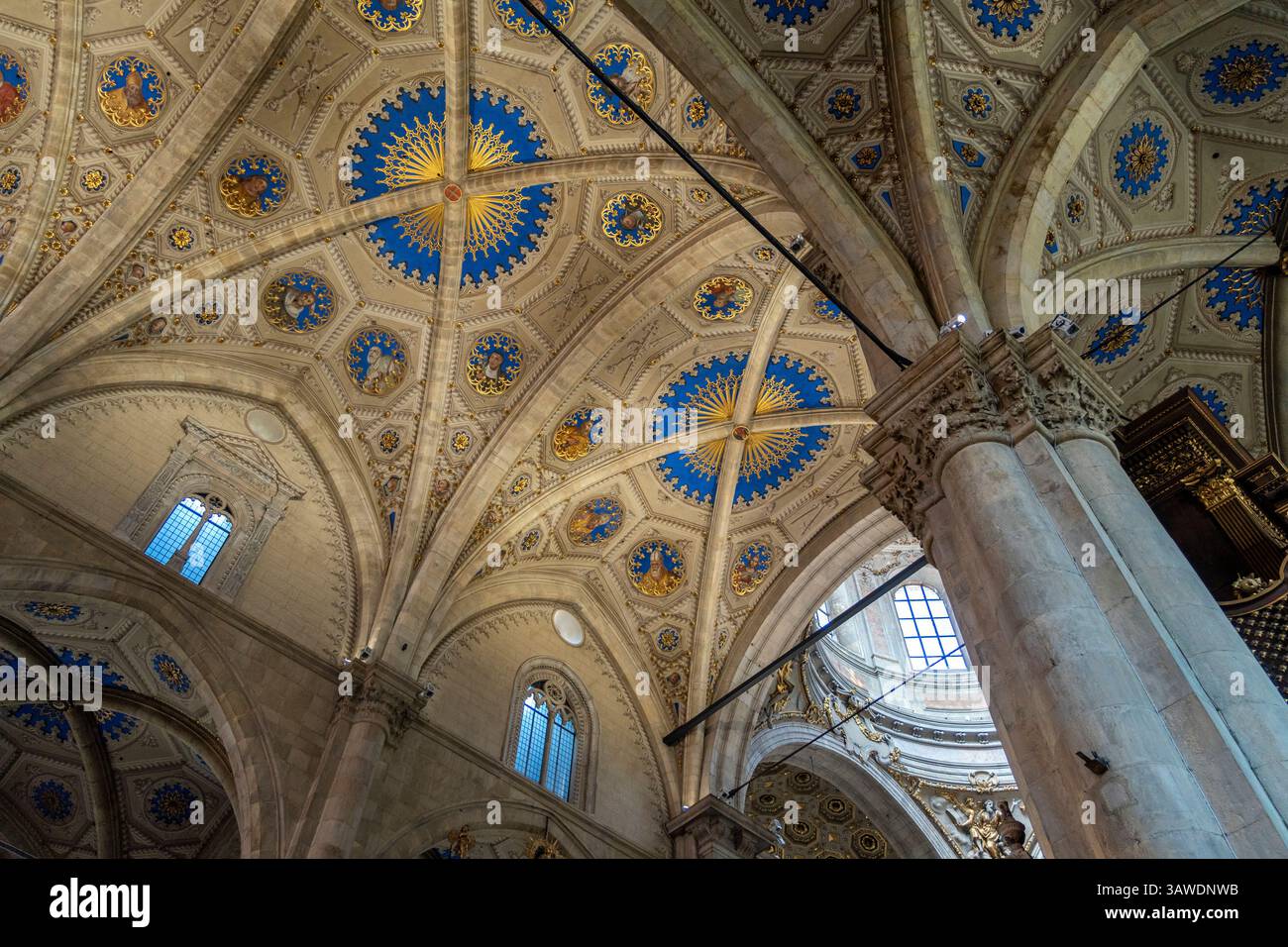 Como, Italy - April 4, 2025: The interior of the Como Cathedral (Duomo ...