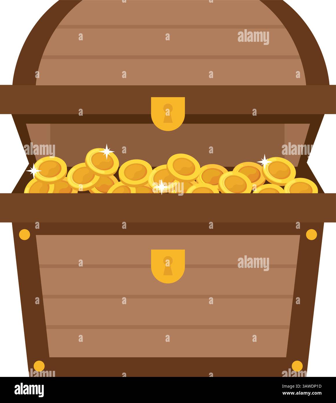 Old Money Treasure Chest Overflowing Coins Rich Hoard Vector Stock ...