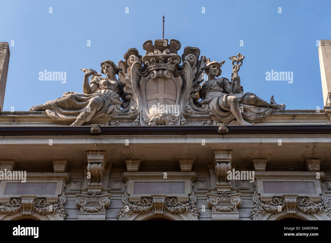 Como, Italy - April 4, 2025: Coat of arms of Milan on a building in the ...