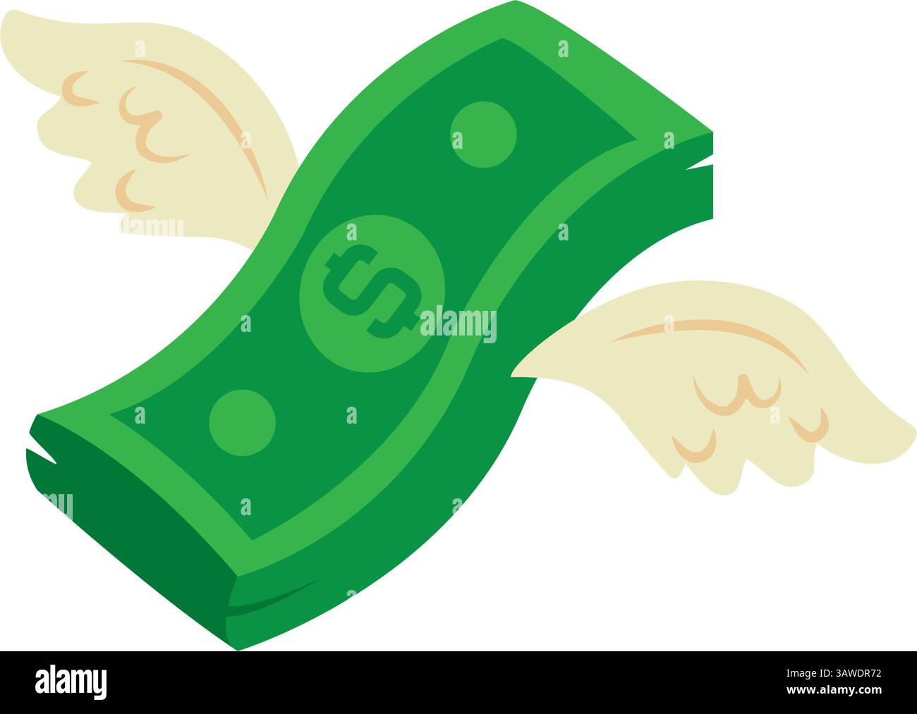 Money Flying Curved Note Winged Bill Financial Vector Stock Vector ...