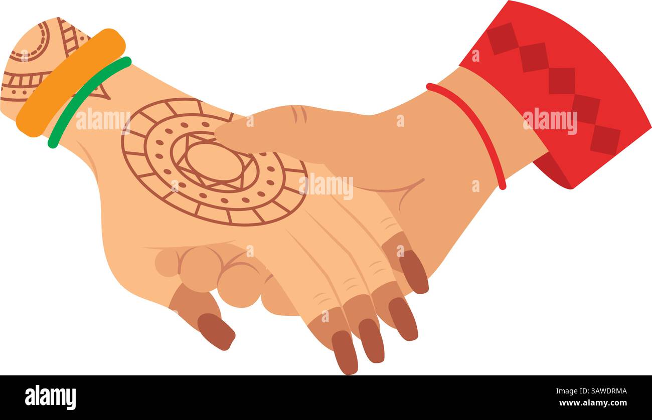 Indian Wedding Hands Bride Groom Handshake Stock Vector Image & Art - Alamy