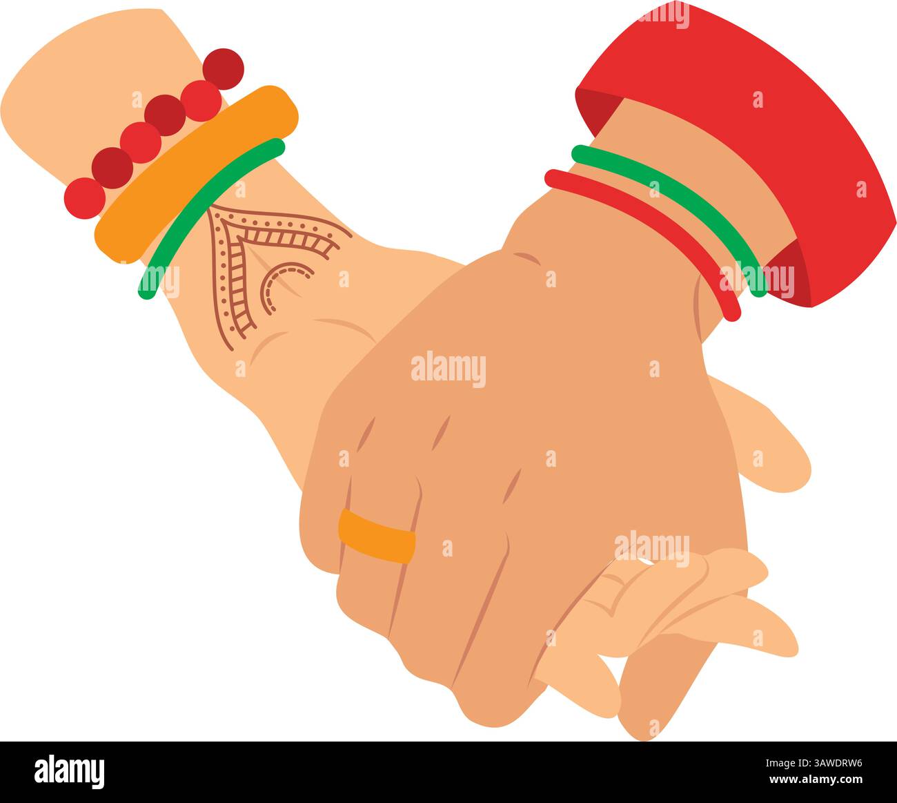 Indian wedding bride groom hands Stock Vector Images - Alamy