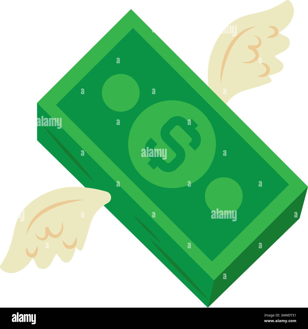 Money Flying Tilted Note with Wings Currency Vector Stock Vector Image ...
