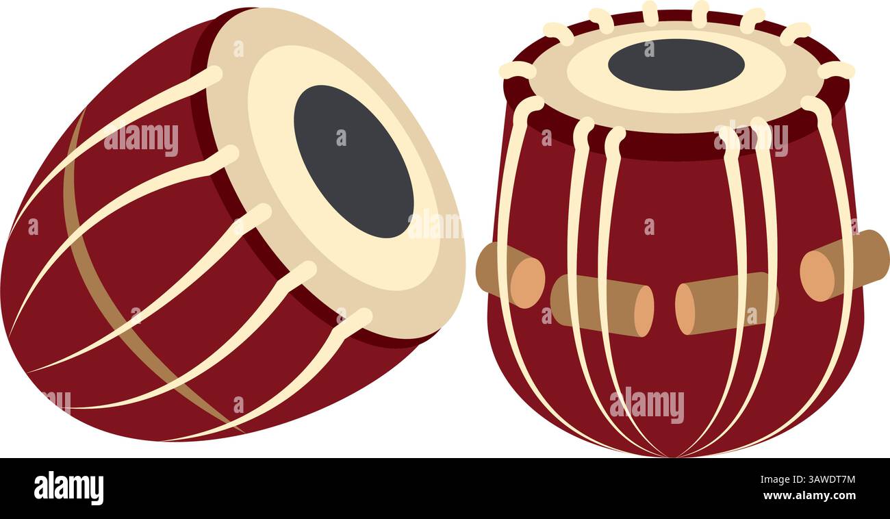 Indian Classical Tabla Red Drum Folk Instrument Percussion Vector Stock ...