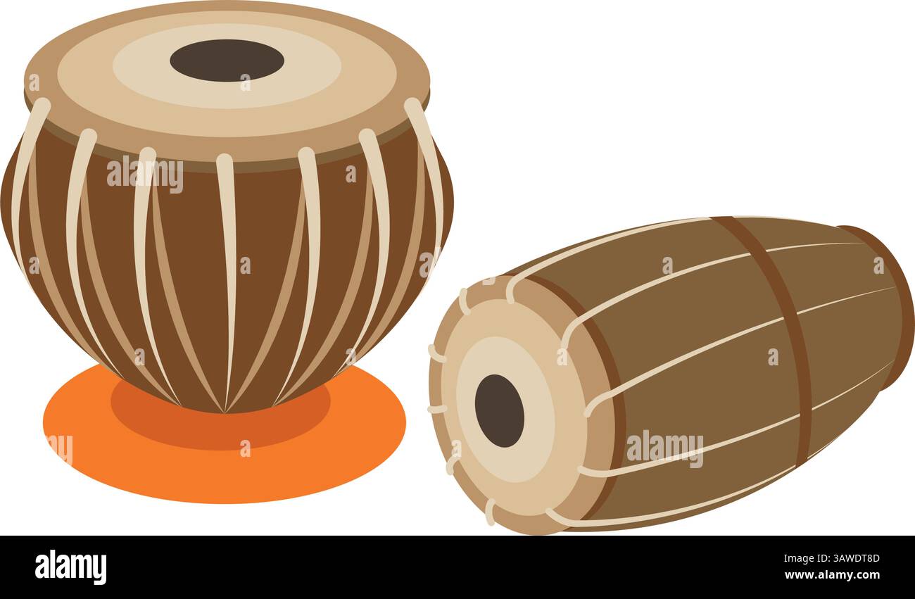 Indian Classical Tabla Drum Pair Music Acoustic Percussion Vector Stock ...