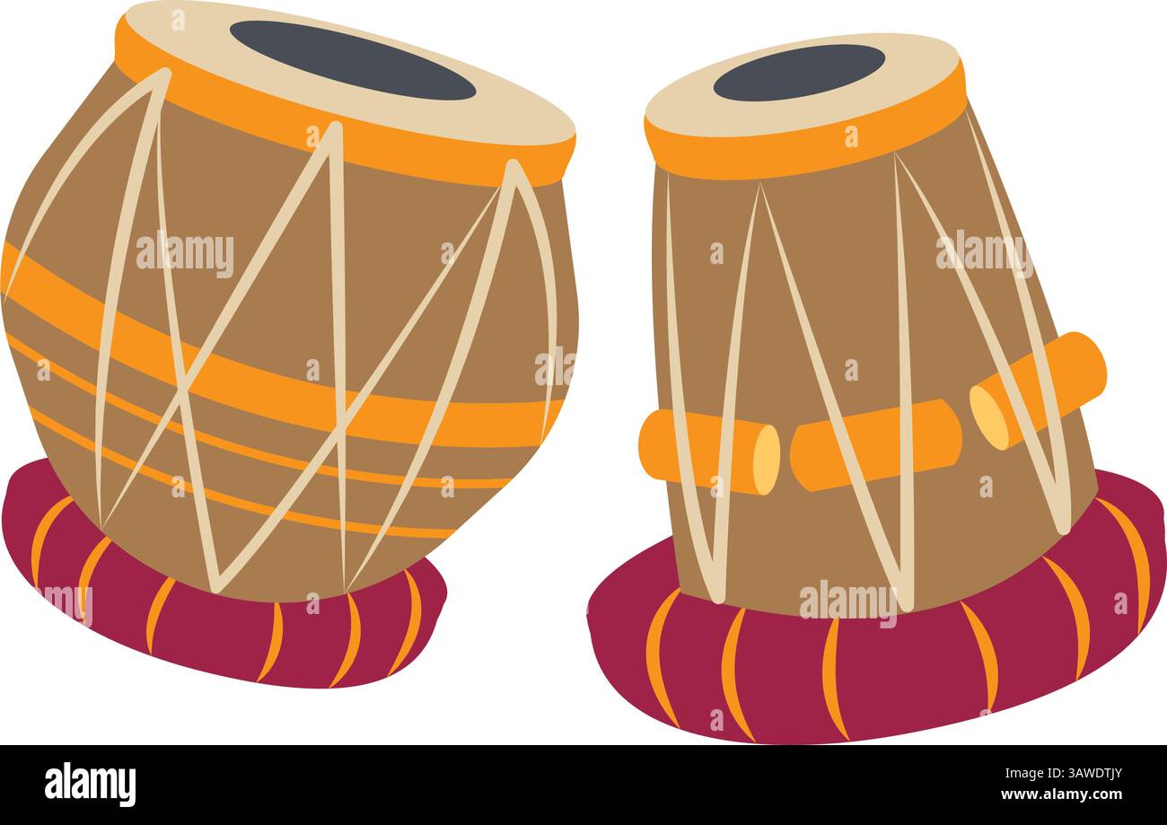 Indian Classical Tabla Wooden Percussion Drum Instrument Stock Vector ...
