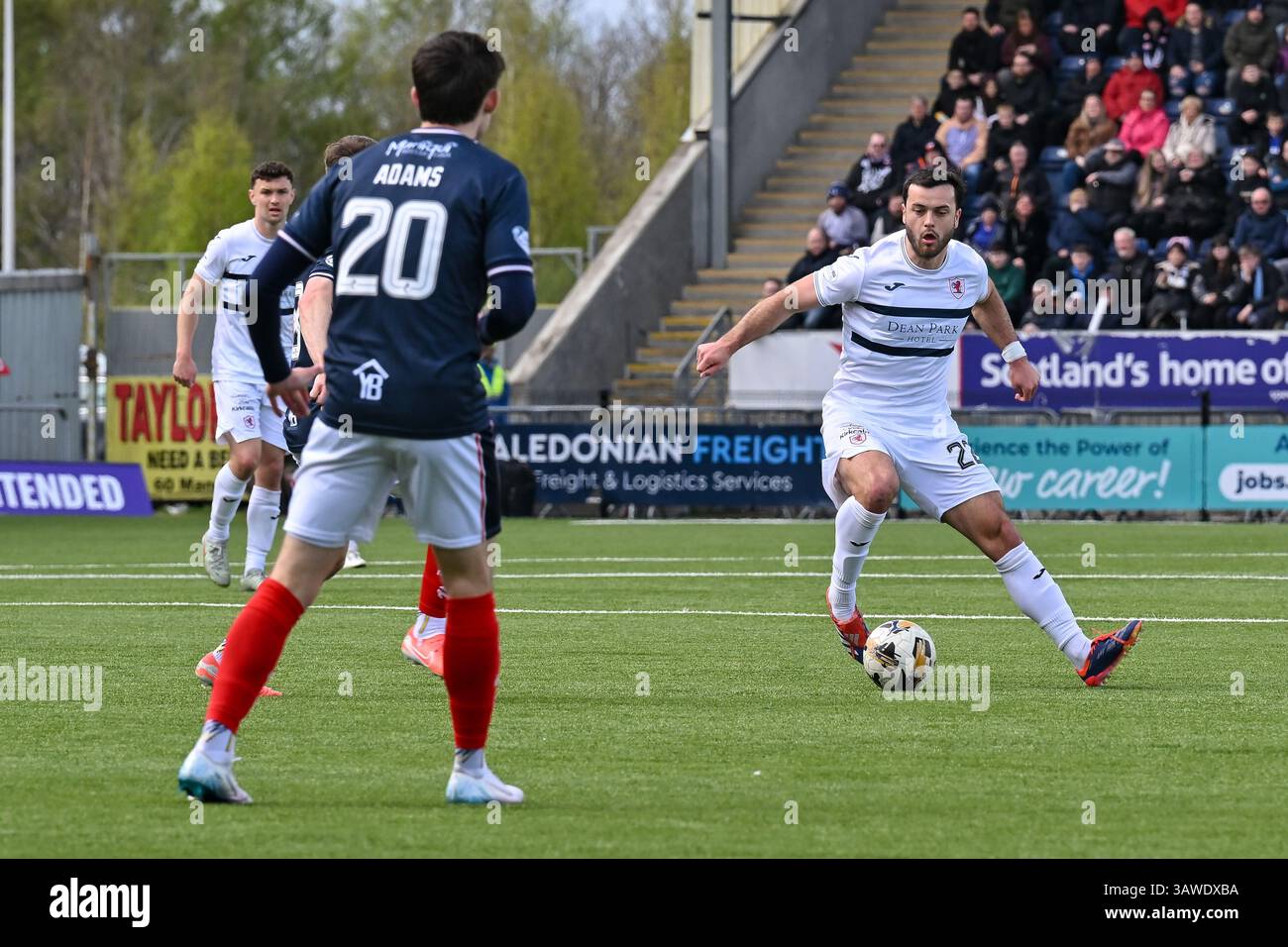 Falkirk, Scotland, UK. 19th April, 2025. Jordan Doherty of Raith Rovers ...