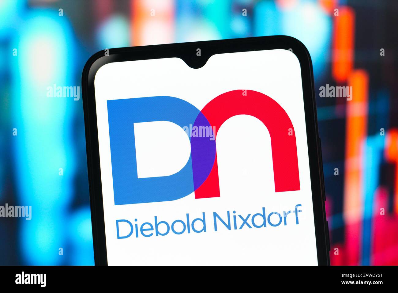 In this photo illustration, the Diebold Nixdorf logo is seen displayed ...