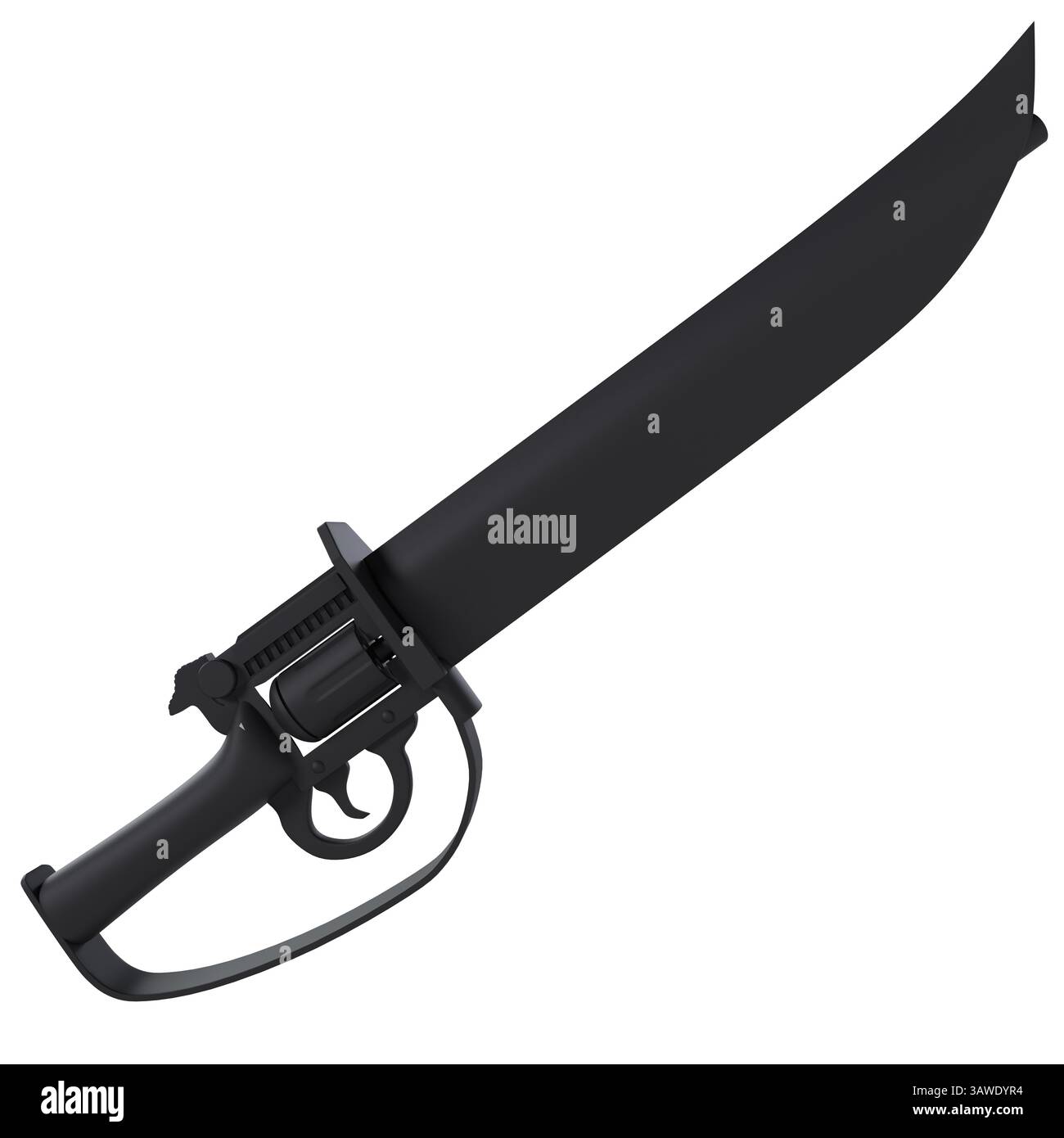 Black sword with revolver grip isolated on white background Stock Photo ...