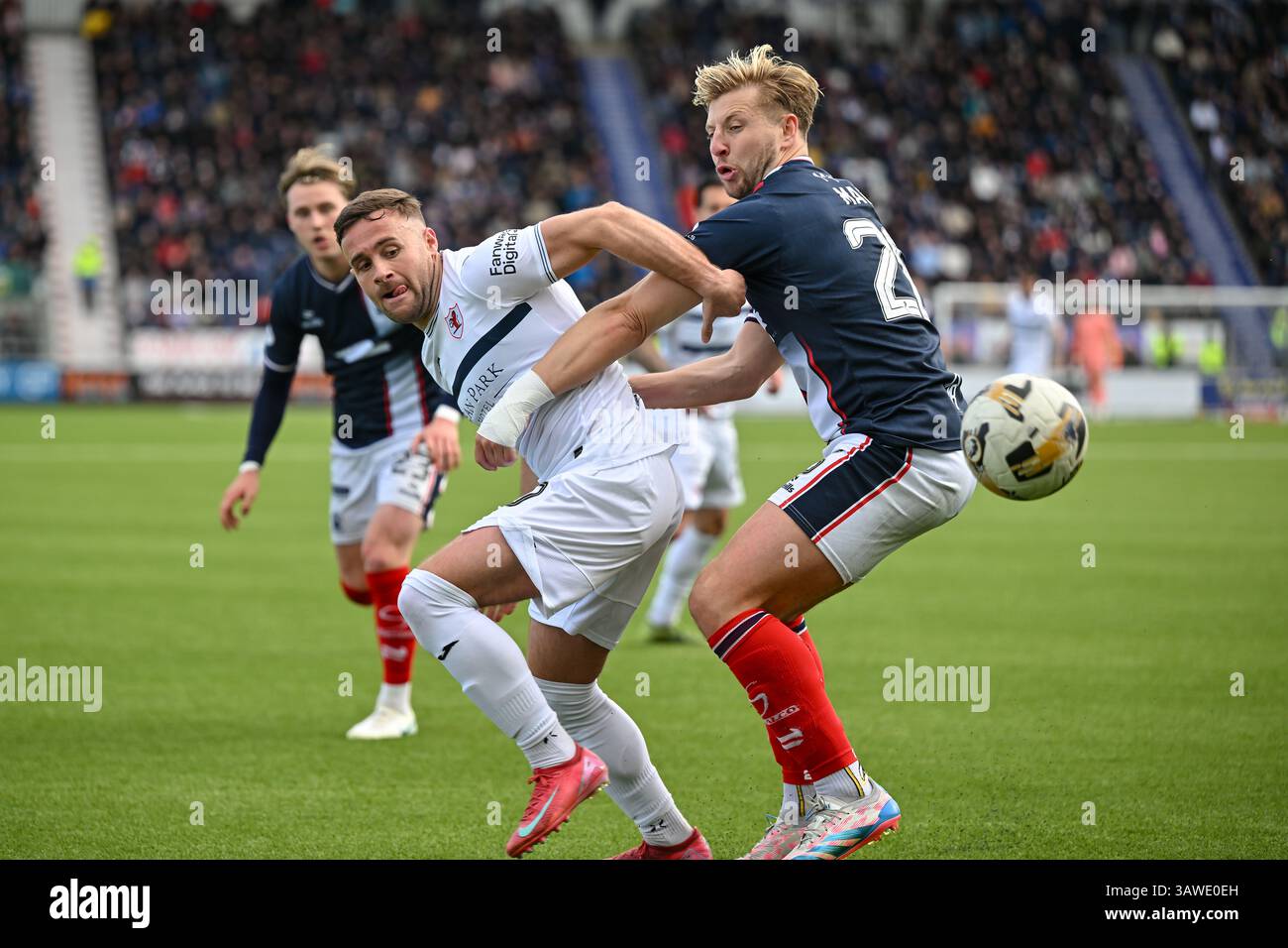 Falkirk, Scotland, UK. 19th April, 2025. Lewis Vaughan of Raith Rovers ...